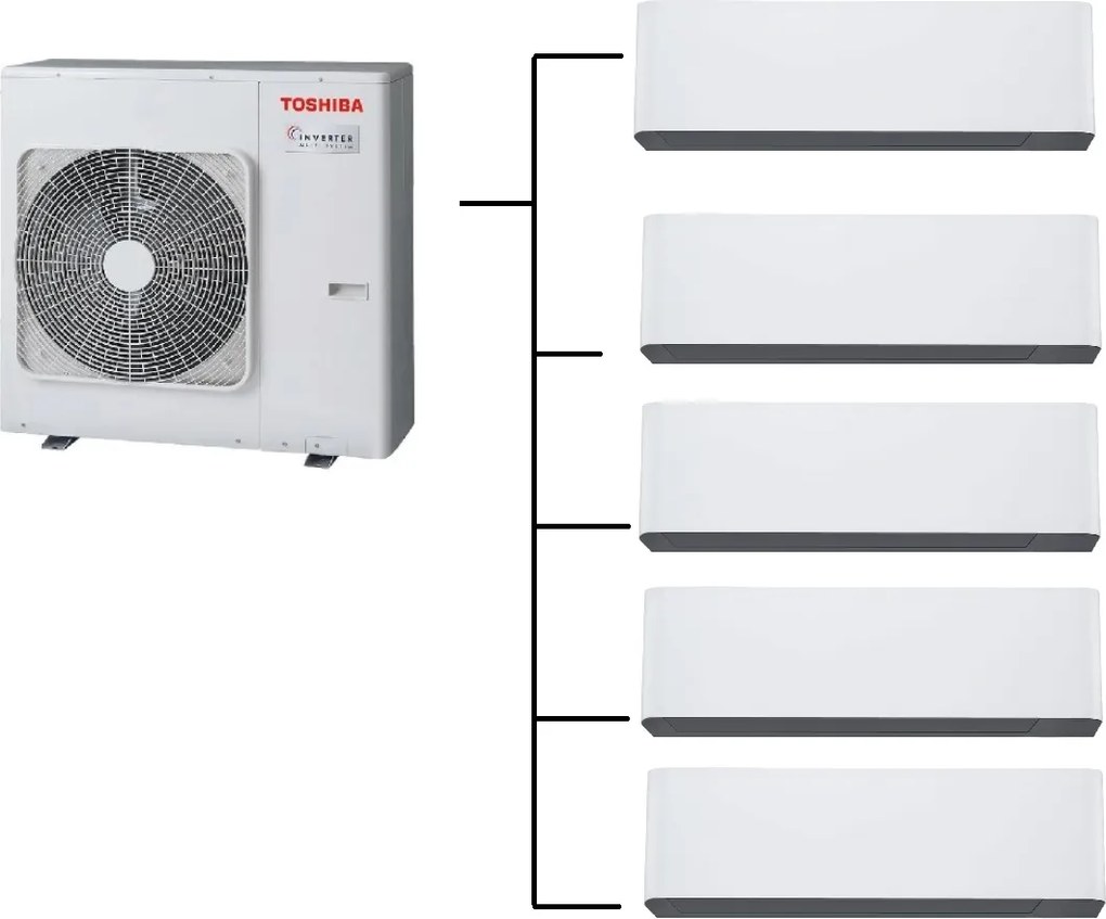 Klimatizace Toshiba Shorai Curve white 1+5 ( 2,5kW + 2,5kW + 2,5kW + 2,5kW + 2,5kW ) Multi-split R32
