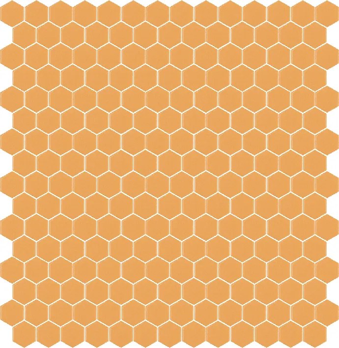 Hisbalit Skleněná mozaika oranžová Mozaika 326B SATINATO hexagony 2,3x2,6 (33,33x33,33) cm - HEX326BLH