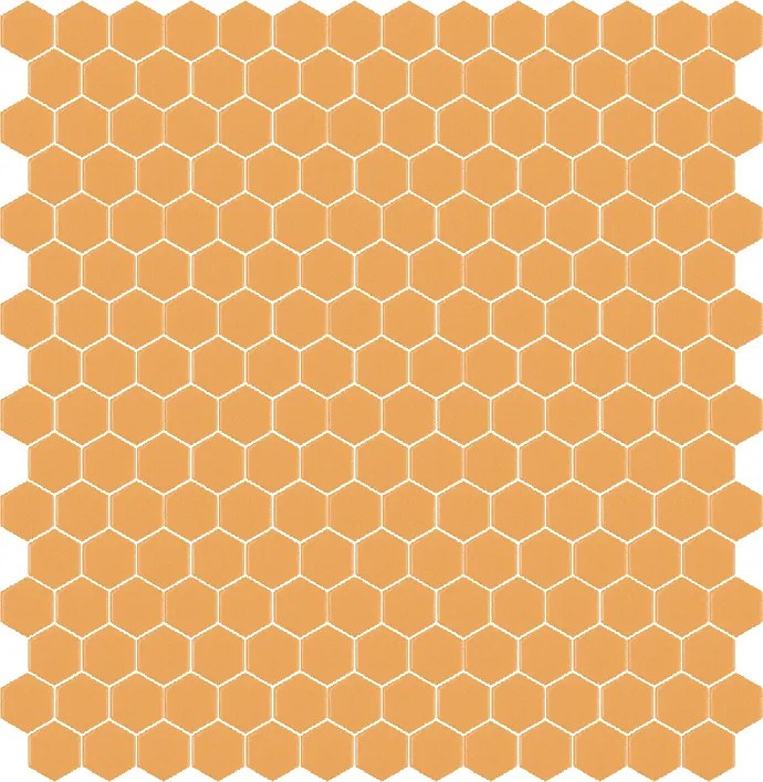 Hisbalit Obklad skleněná oranžová Mozaika 326B MAT hexagony  hexagony 2,3x2,6 (33,33x33,33) cm - HEX326BMH