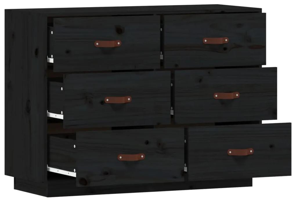 Příborník černý 100 x 40 x 75 cm masivní borové dřevo,  820146