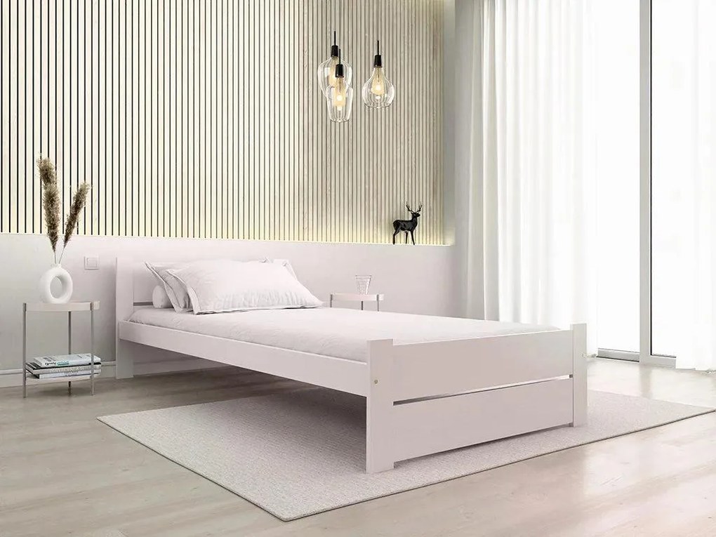 Postel IKAROS DOUBLE 80 x 200 cm, bílá Matrace: Matrace Coco Maxi 20 cm, Rošt: S lamelovým roštem