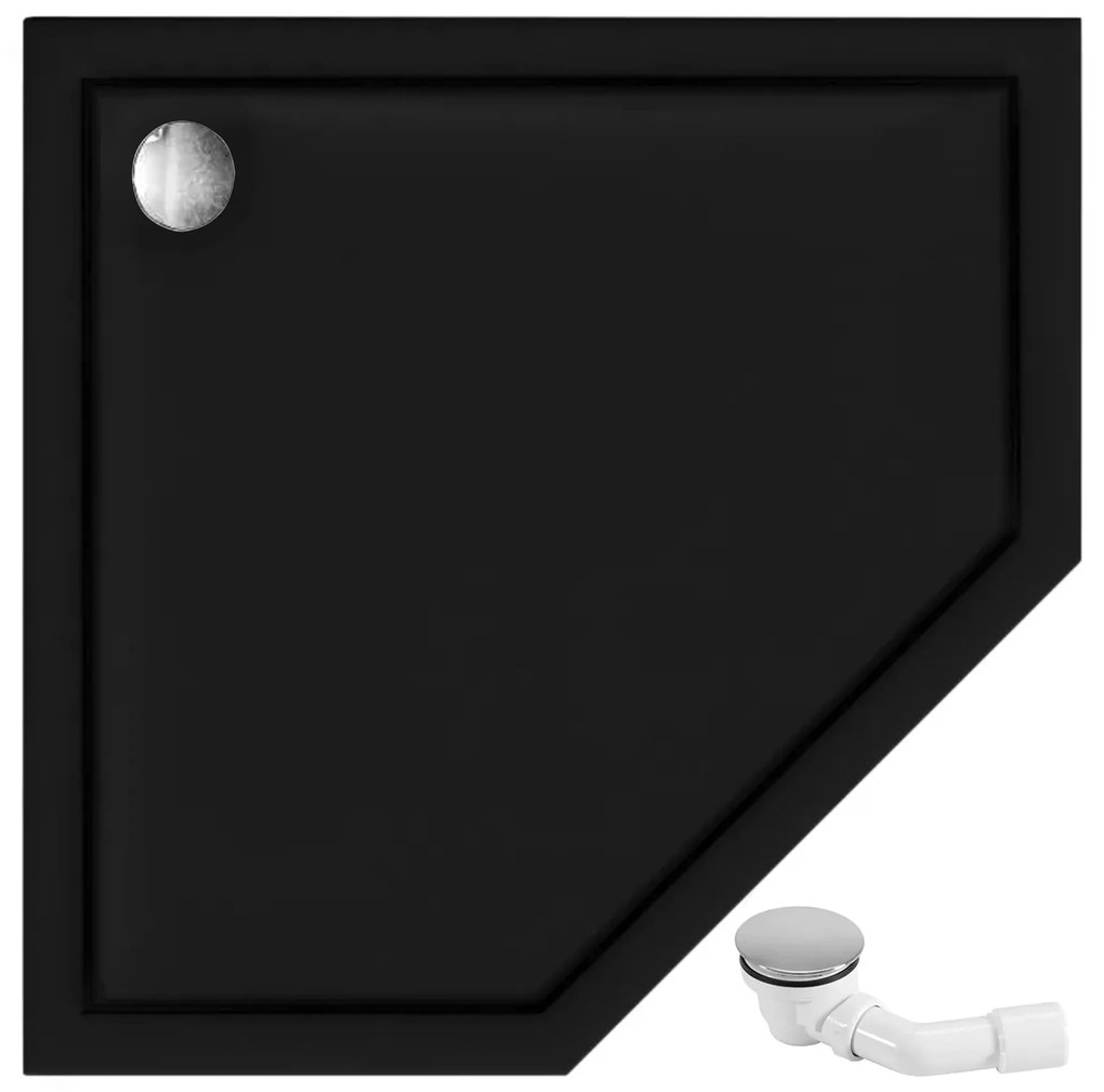 Pětiúhelníkový sprchový kout REA DIAMOND 90x90 cm, zlatý/transparent + vanička Diamond černá