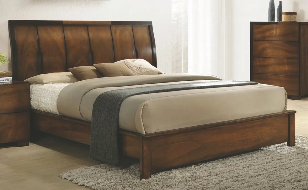 Manželská postel 180x200 cm v hnědé barvě s roštem KN936