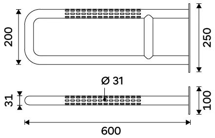 Pevné podpěrné madlo 600 mm NIMCO BEZPEČNOSTNÍ MADLA BMU 9060-10