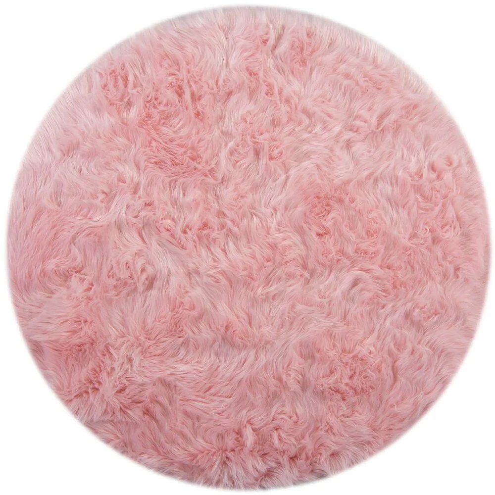 Flair Rugs koberce Kusový koberec Faux Fur Sheepskin Pink kruh - 120x120 (průměr) kruh cm