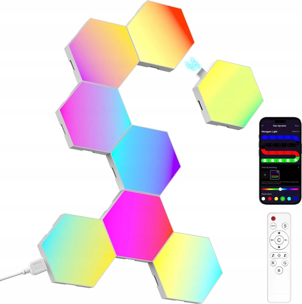 Hexagonal Gaming Led Panel 8 kusů Šestiúhelníkové Led Panely