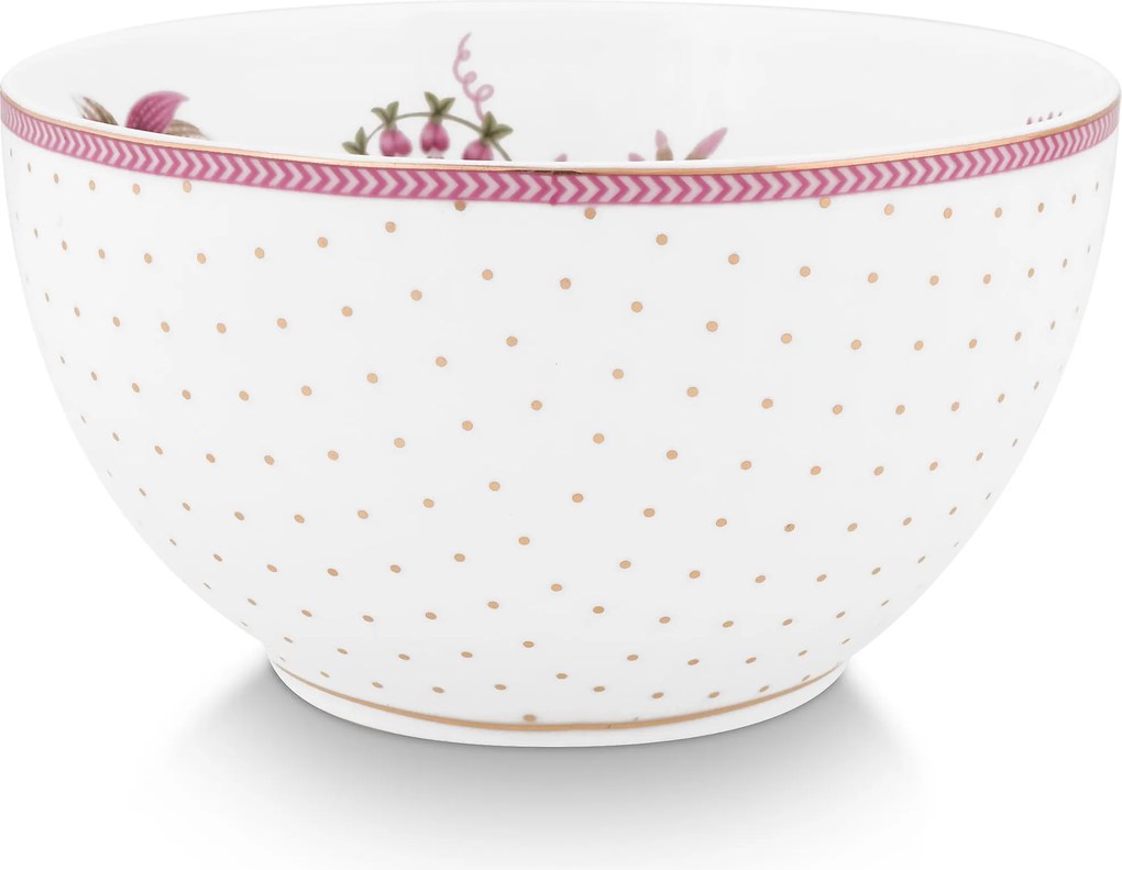 Pip Studio Jolie Dots Gold miska ∅15cm, růžová (miska z tenkostěnného porcelánu)