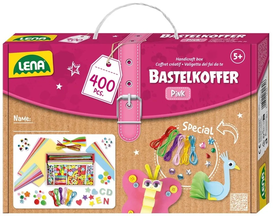 Lena Kreativní kufřík pro malé kutily, růžový 400 ks