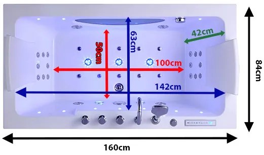 BPS-koupelny Hydromasážní vana HYD-IR933B-WH 160x84 BÍLÁ s ohřevem vody