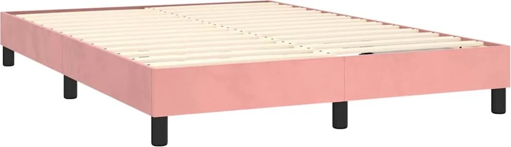 Box spring postel s matrací a LED růžová 140x190 cm samet 3134284
