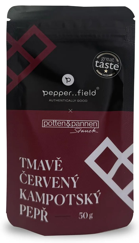 Pepperfield Kampotský pepř tmavě červený, 50g DOY-DARK-50