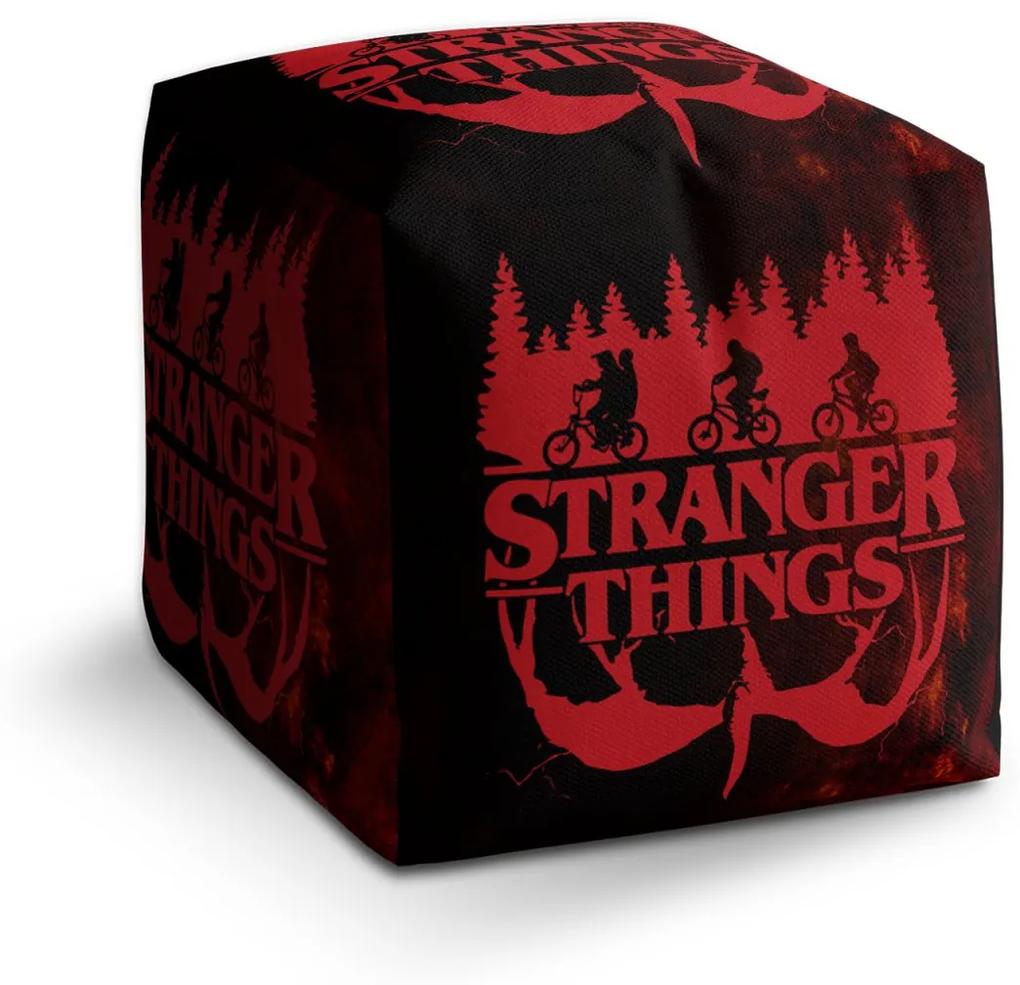 Sablio Taburet Cube Stranger Things Red: 40x40x40 cm