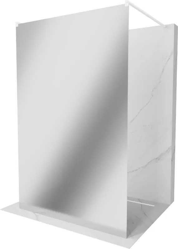 Mexen Kioto, průchozí sprchová zástěna 100 x 200 cm, lustře 8 mm, 2x bílá stabilizační rozpěra, 800-100-002-20-50