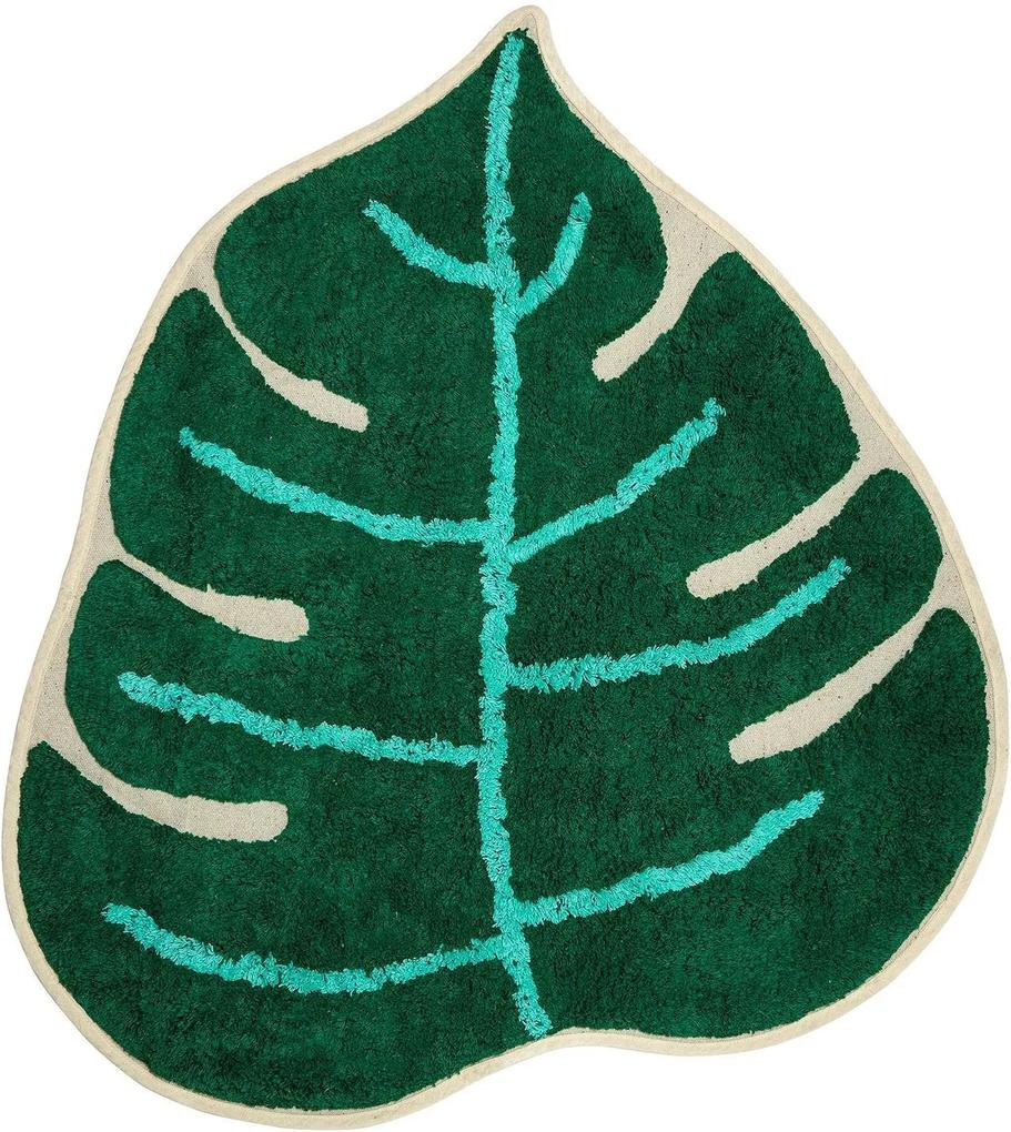 Sass & belle Bavlněný kobereček Plant Leaf Rug, zelená barva, textil