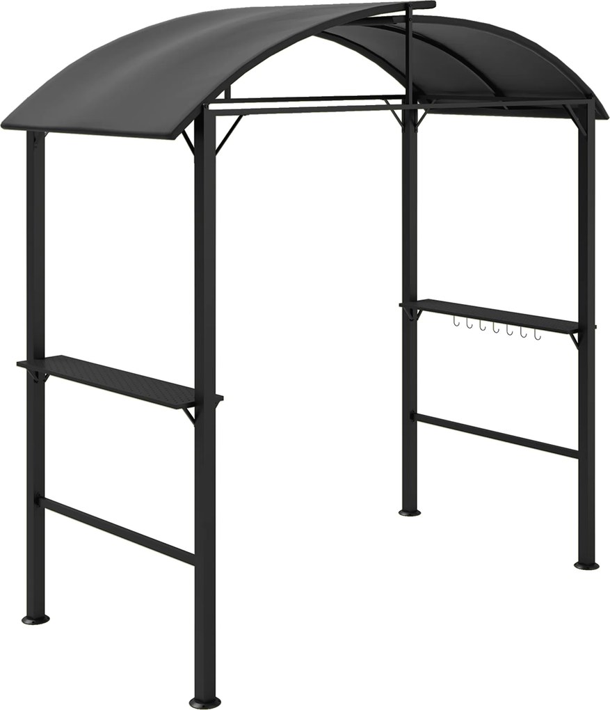 Outsunny BBQ Pavilon 233 x 110 x 235 cm Větruvzdorný Zahradní Pavilon s Dvojitou Střechou, Policemi, Zahradní Pavilon s UV Ochrannou, BBQ Pavilon z O…