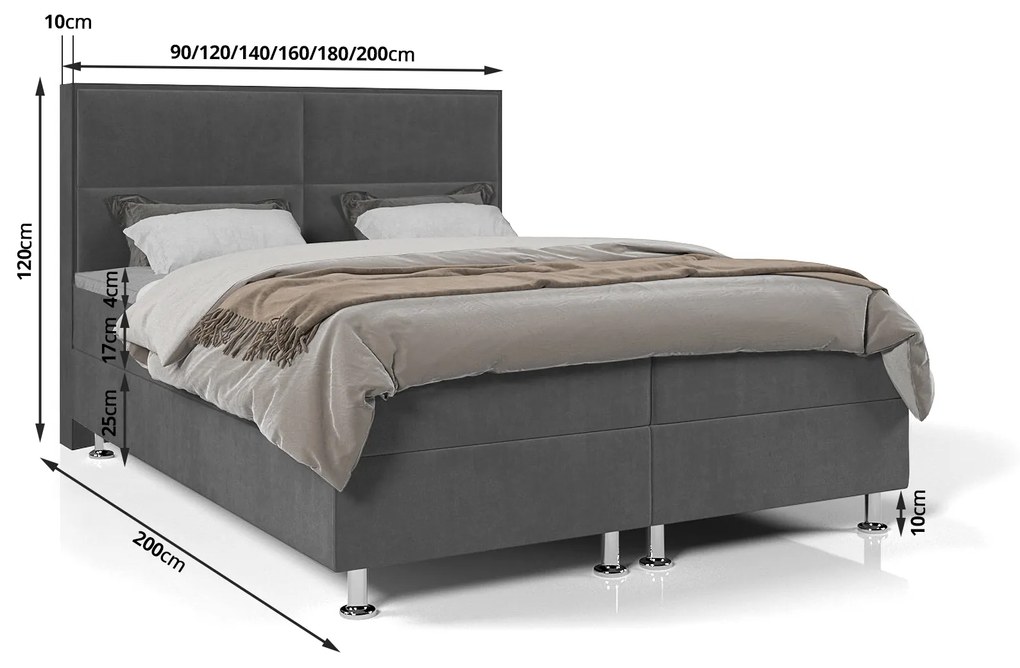 SFAB Kontinentální čalouněná postel ALBA (120x200 cm) Barva látky: MONOLITH 37
