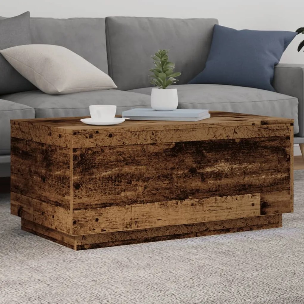 Konferenční stolek s LED osvětlením old wood 90 x 50 x 40 cm