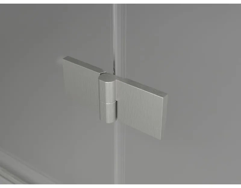 Mexen Lunar, L pětiúhelníkový sprchový kout naklápěcí doleva 80 x 100 cm, 8mm čiré sklo, ocelový profil, 831L-080L-100P-97-00-L