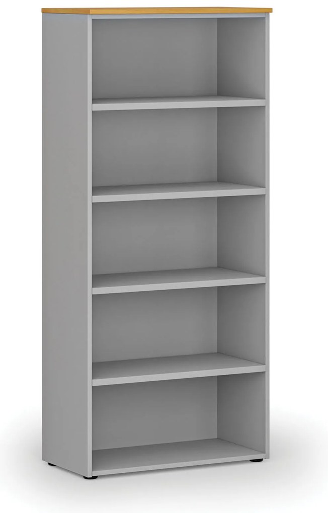 Kancelářský regál PRIMO GRAY, 800 x 420 x 1781 mm, šedá/buk