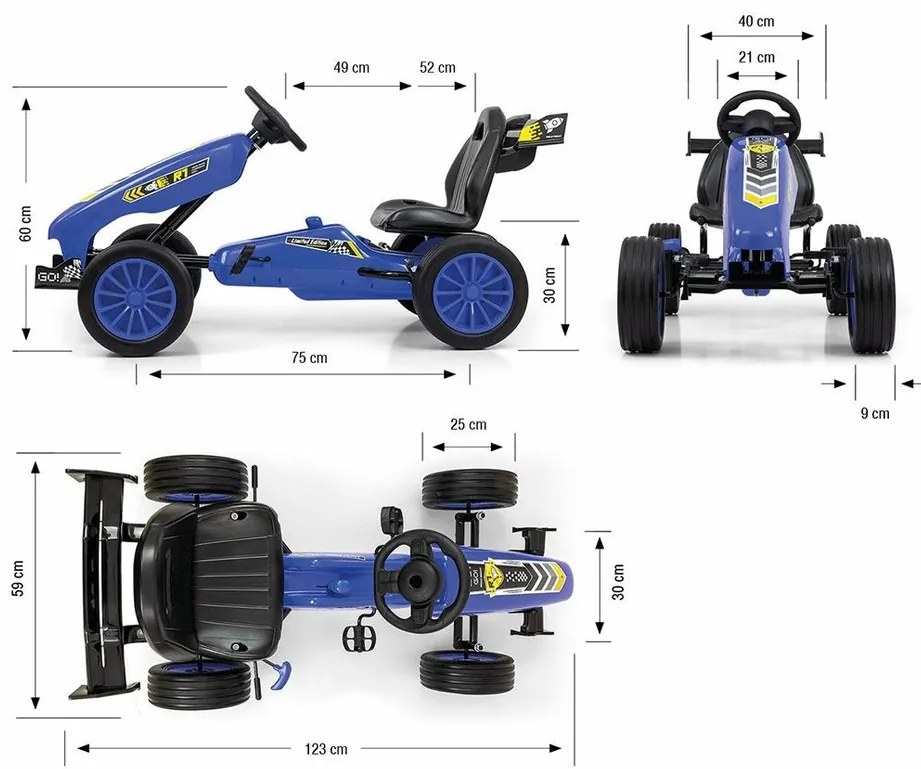 Milly Mally Čtyřkolka Go-kart Rocket, modrá