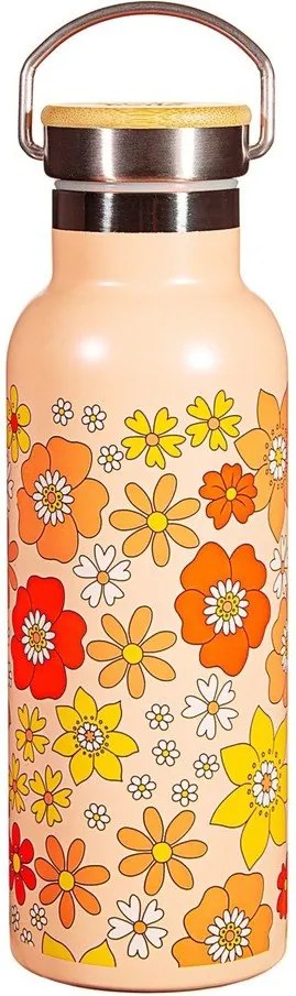 Oranžová nerezová dětská lahev 500 ml 70s Floral - Sass &amp; Belle