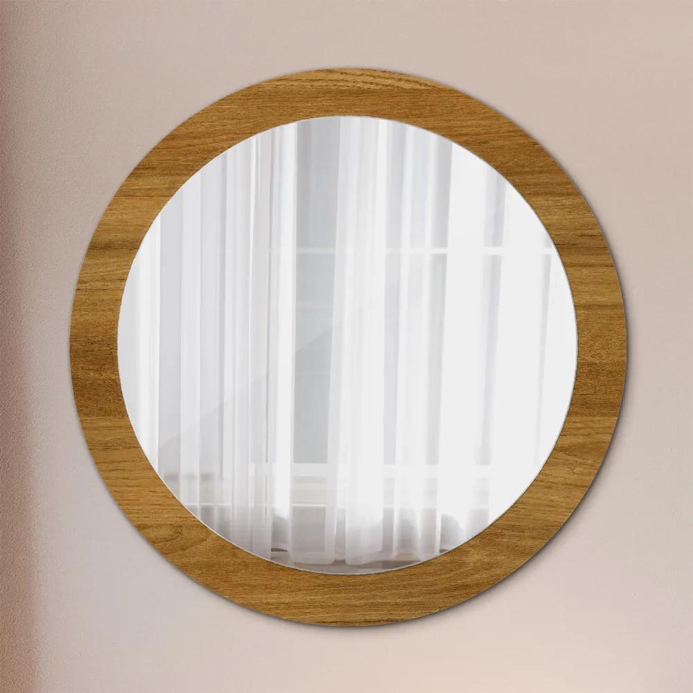 Kulaté dekorativní zrcadlo Rustikální dub fi 80 cm