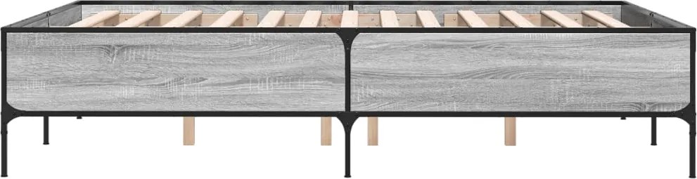Rám postele šedý sonoma 120 x 200 cm kompozitní dřevo a kov 3279805