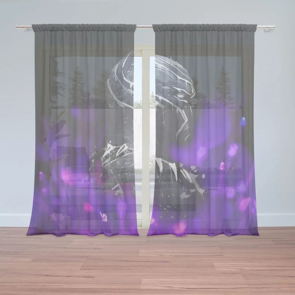 Sablio Záclony BLACK PANTHER Fialová luminescence: 2ks 150x250cm
