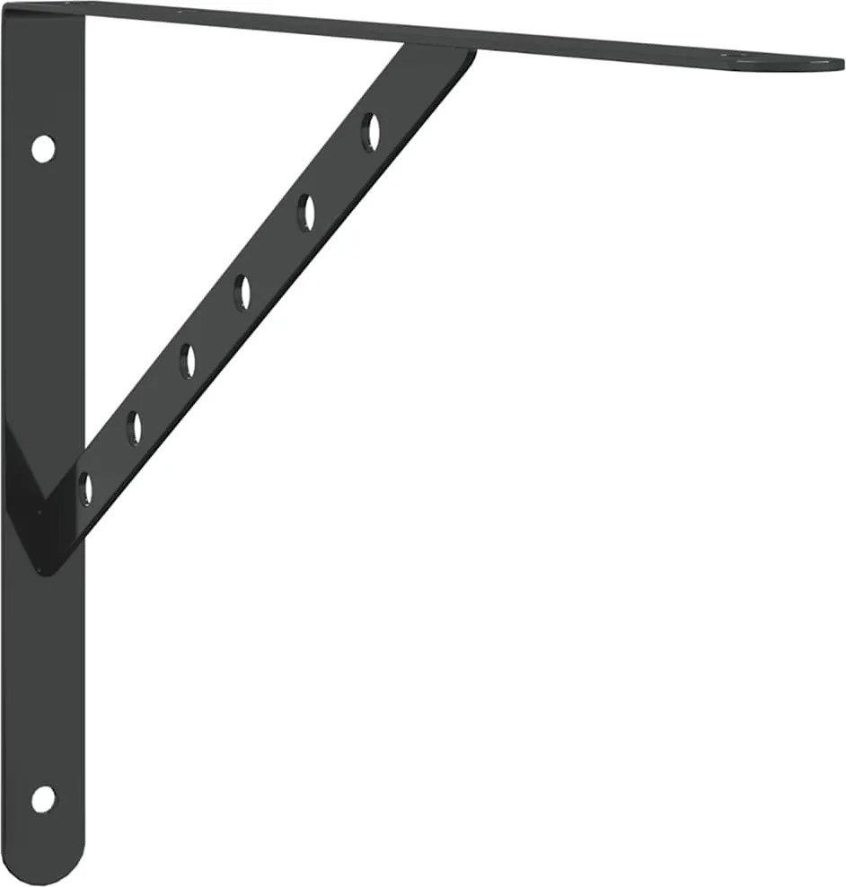 Policové držáky 4 ks 40 x 2,5 x 25 cm černé nerezová ocel 30305