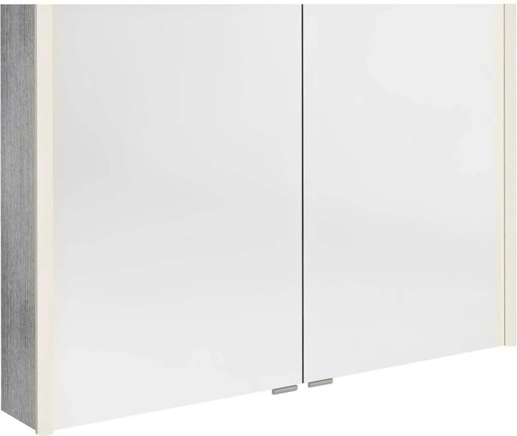 Sapho Alix - Zrcadlová skříňka s LED osvětlením 106x70x18 cm, 2x dvířka, dub stříbrný AX106-0011