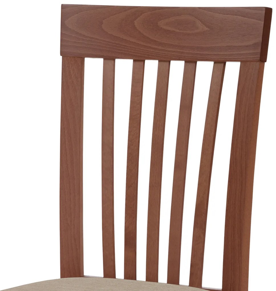 Autronic - Jídelní židle, masiv buk, barva třešeň, látkový béžový potah - BC-3950 TR3