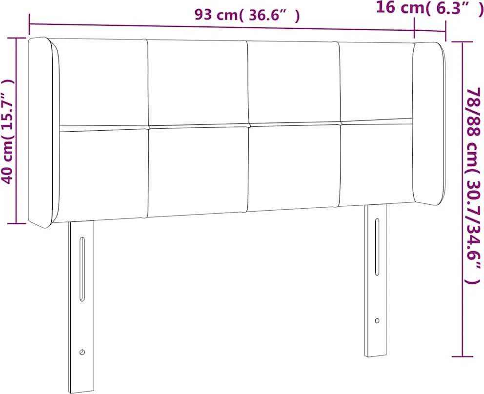 Čelo postele s LED tmavě zelené 93 x 16 x 78/88 cm samet 3123275