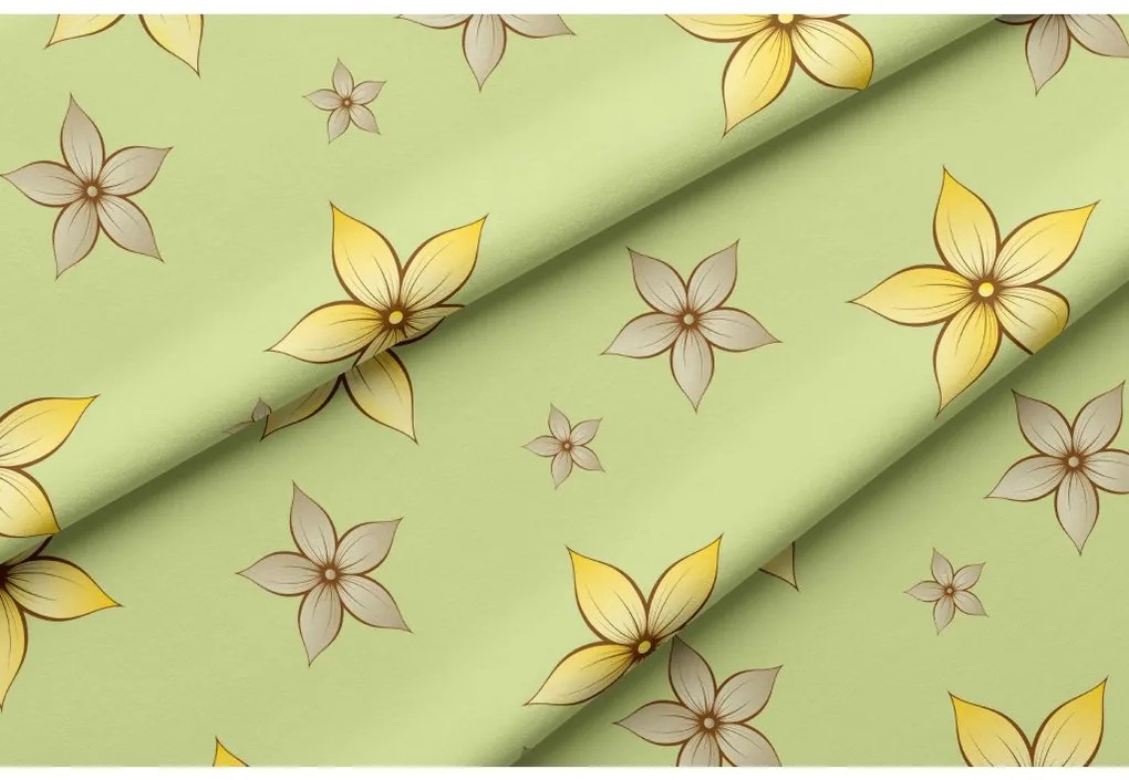 Ubrus teflonový smetanovohnědý s květy Rozměry: 120x180, Tvar: Ovál