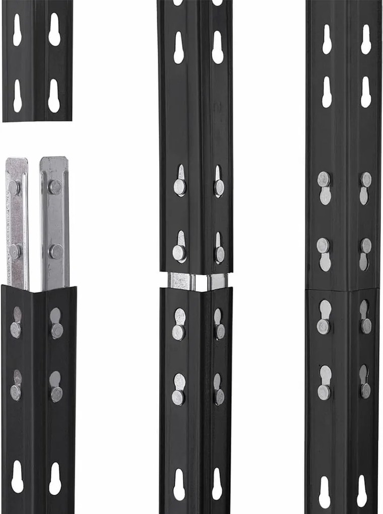 Kovový regál RIVET PRO 252x90x45 DTD dřevotříska 5 úrovní antracitová šedá