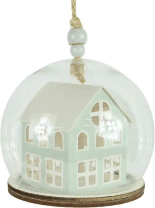 Vánoční ozdoba TINNY HOUSE 8 cm, světle zelná