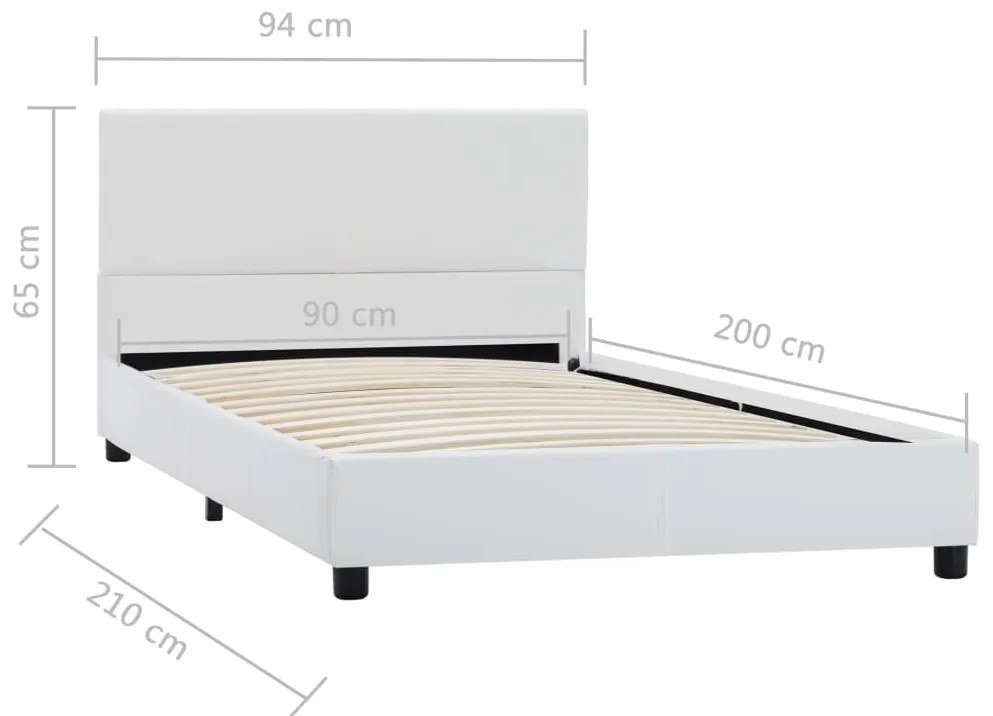 vidaXL Marketos Rám postele bílý umělá kůže 90 x 200 cm