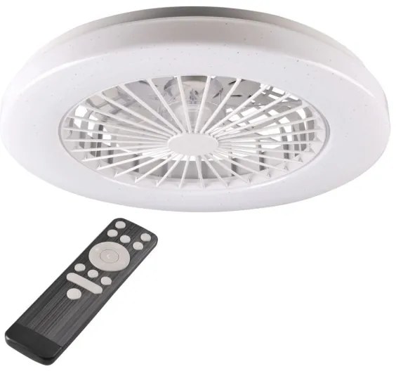 LED Stmívatelné stropní svítidlo s ventilátorem LIBYA LED/48W/230V 3000-6500K+DO