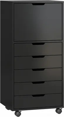 HOMCOM mobilní archiv pro tiskárnu s 5 zásuvkami a kolečky, černý
