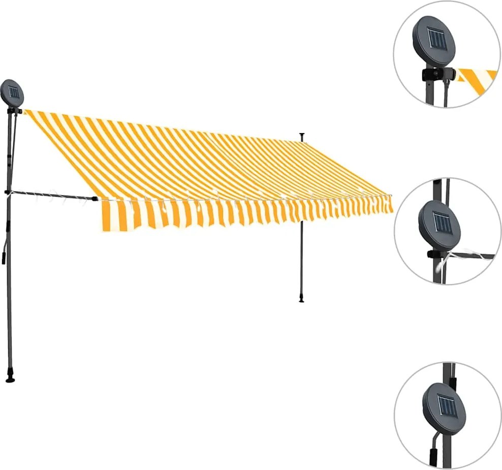 Ručně zatahovací markýza s LED světlem 350 cm bílooranžová 145860