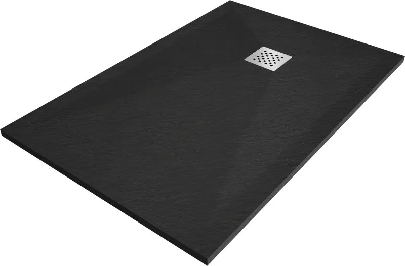 Mexen Stone+, obdélníková vanička z minerálního kompozitu 100 x 80 cm, černá matná, 44708010