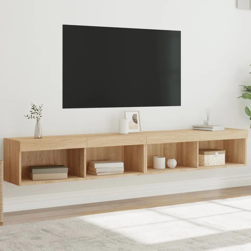TV skříňky s LED osvětlením 2 ks dub sonoma 100 x 30 x 30 cm