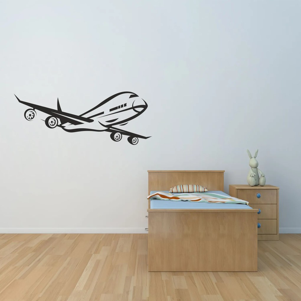 Samolepka na zeď - Letadlo (60x23 cm) - PopyDesign