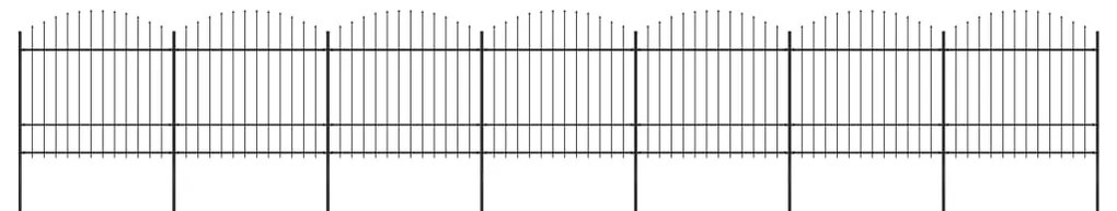 Zahradní plot s kopím nahoře ocelový 1248 x 175 cm černý