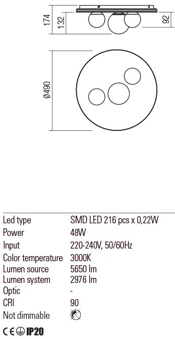 Redo Stropní LED svítidlo Corum 3 Barva: Černá