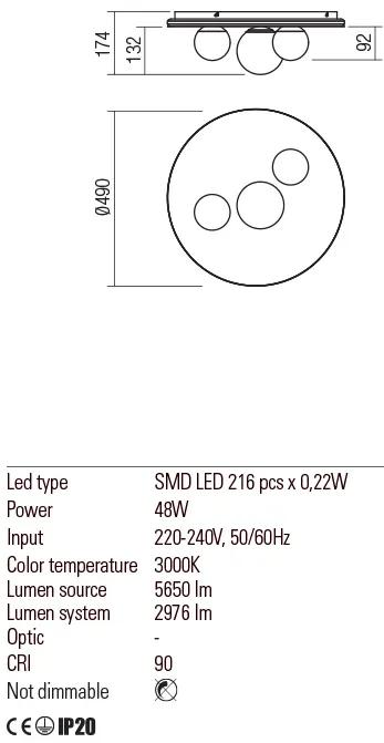 Redo Stropní LED svítidlo Corum 3 Barva: Zlatá