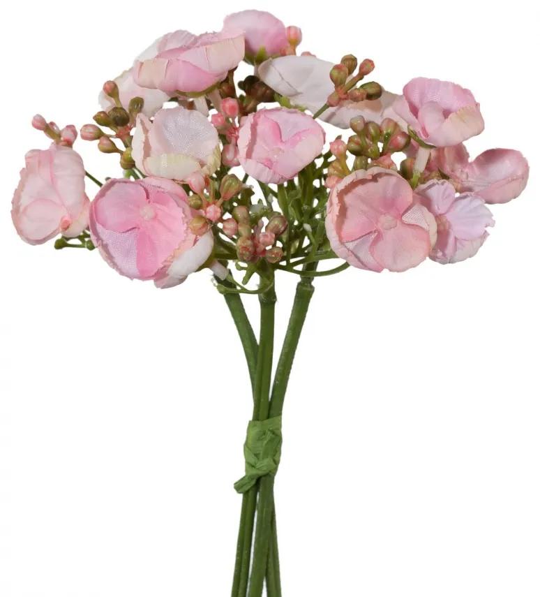 Umělá květina Gasper divoká hortenzie růžová 20x3cm