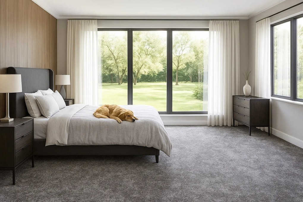 Condor Carpets, Metrážový koberec Serena 6602, na míru, šíře 5m, šedá, filc, ložnice