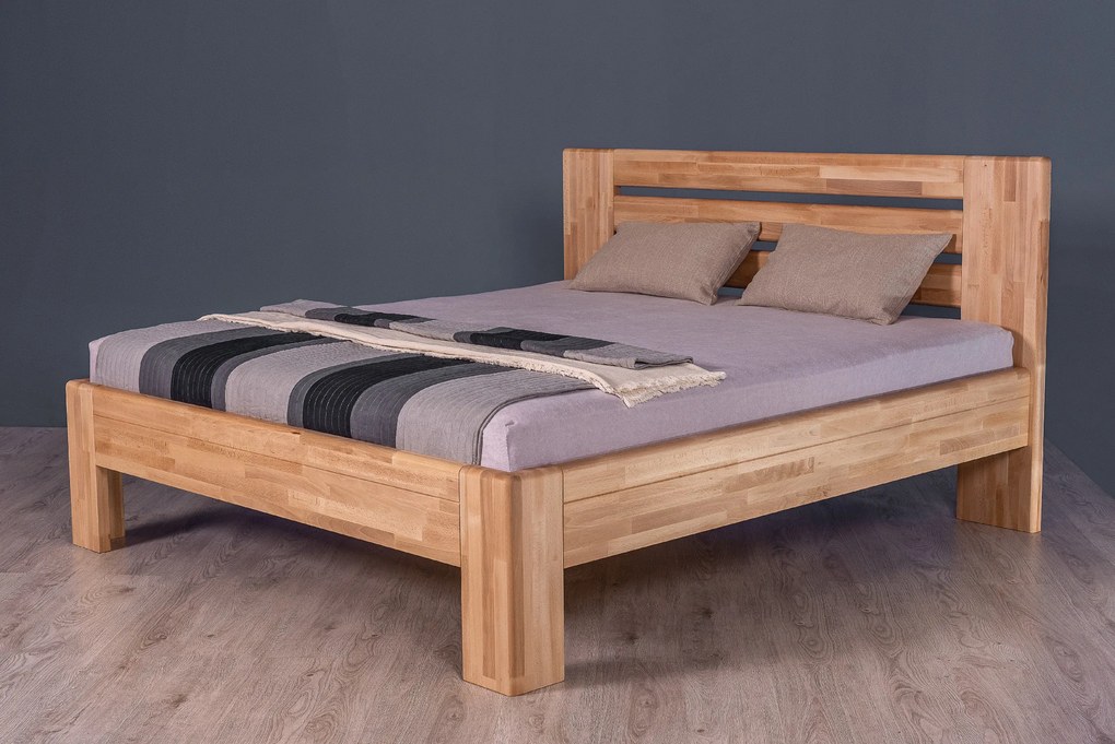 Masivní postel TANGO - Solwo Design Dřevo a odstín oleje: DUB Cink - Olej odstín DO205, Rozměr spací plochy: 140x200