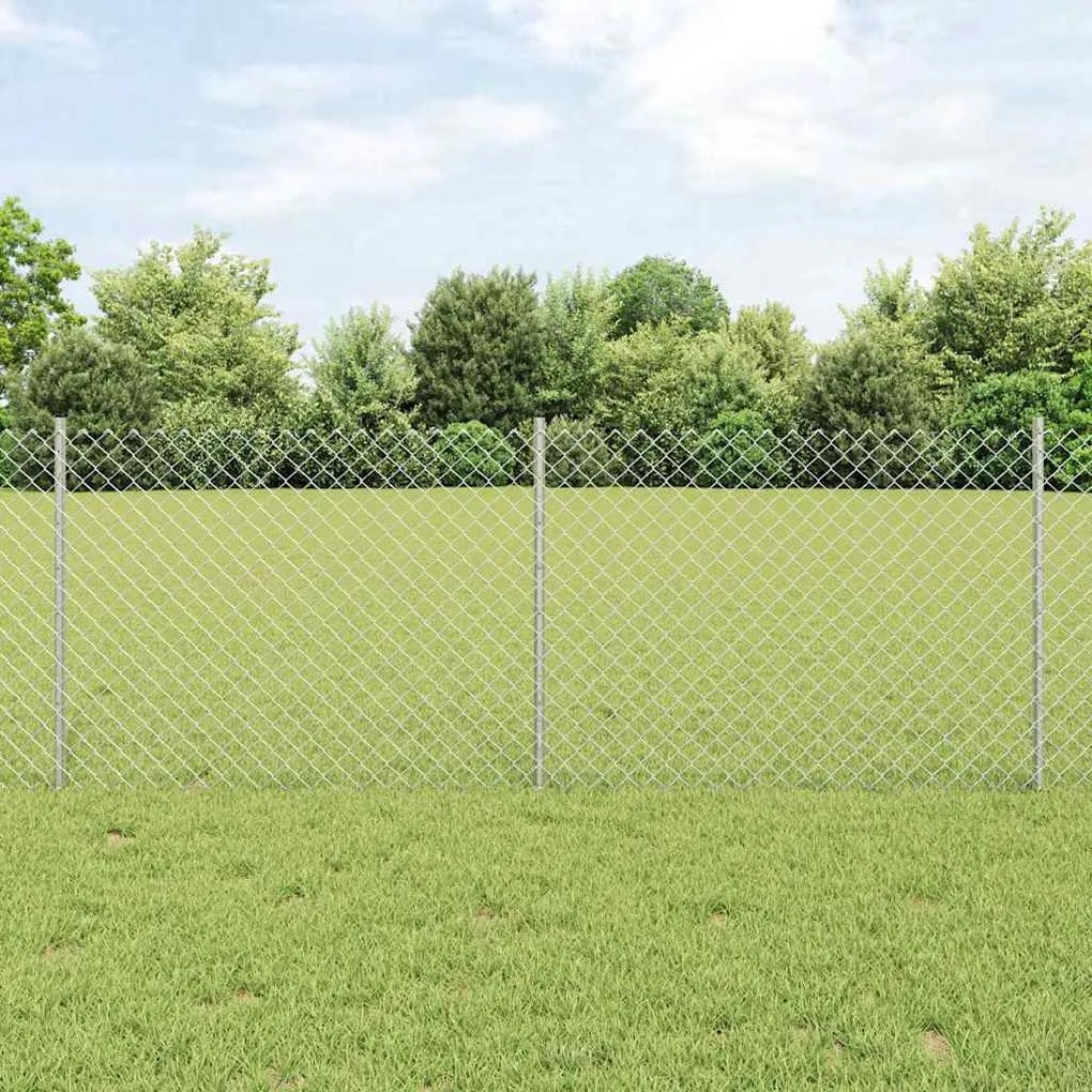Plot s řetězovým odkazem a sloupkem 10 x 0,8 m Pozinkovaná ocel 3336287