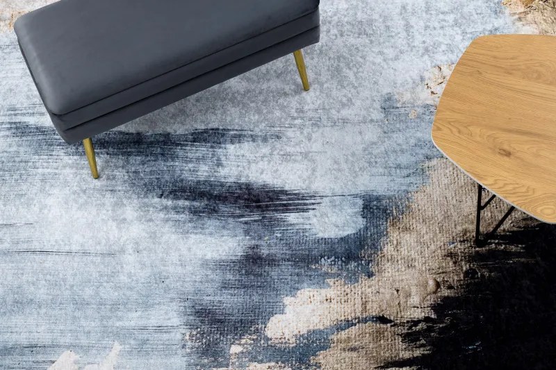 Dywany Łuszczów, Kusový koberec Miro 51573.802 Abstraction blue / gold, 160x220, vícebarevná, chodba / předsíň